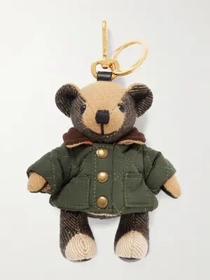 Burberry Cashmere Keychain With Quilted Coat - Green