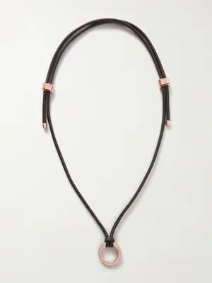 Brunello Cucinelli Leather And Rose Gold-tone Necklace - Brown