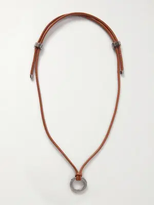 Brunello Cucinelli Leather And Silver-tone Necklace - Brown