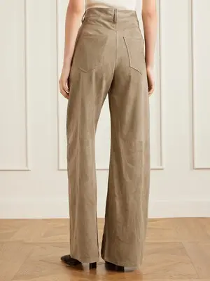 Brunello Cucinelli Embellished Paneled Suede Wide-leg Pants