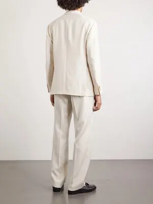 LARDINI Roma Embellished Herringbone Suit Jacket - Neutrals