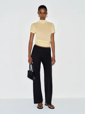 REFORMATION Laurel Sheer Alpaca Mock Neck - Yellow