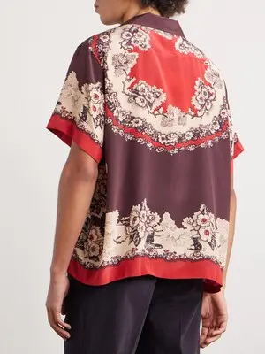 BODE Storybook Camp-collar Printed Silk Shirt - Red