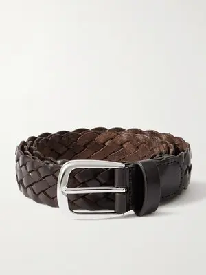 Anderson's 3cm Woven Leather Belt - Brown