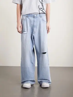 Balenciaga Wide-leg Distressed Jeans