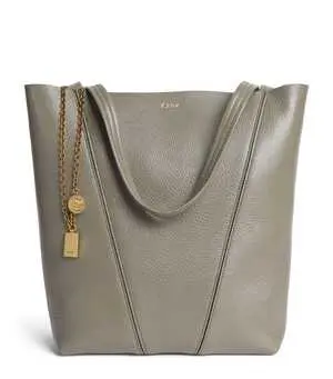 Chloé Medium Leather Spin Tote Bag - Green