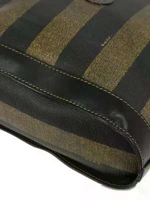 Fendi 2007 Pequin Striped-pattern Shoulder Bag - Black