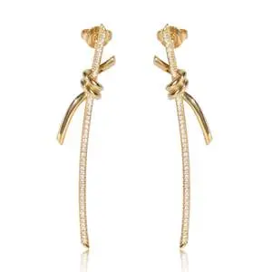 Tiffany & Co. Yellow Gold Diamond Knot Drop Earrings - Yellow_gold