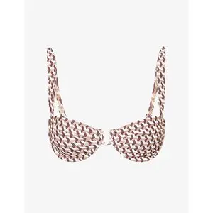 Monday Swimwear Cala Roja Geometric-print Underwired Bikini Top - Husk Geo