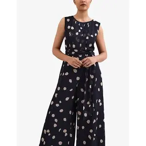PHASE EIGHT Petite Maxine Polka-dot Chiffon Jumpsuit