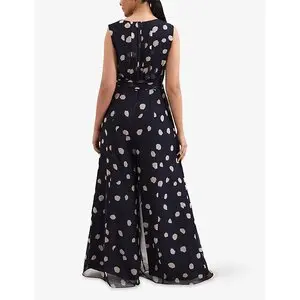 PHASE EIGHT Petite Maxine Polka-dot Chiffon Jumpsuit