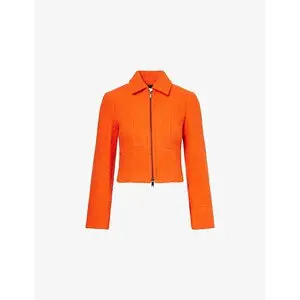 ME+EM Bouclé Wool-blend Cropped Jacket - Vivid Orange