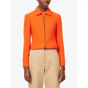 ME+EM Bouclé Wool-blend Cropped Jacket - Vivid Orange