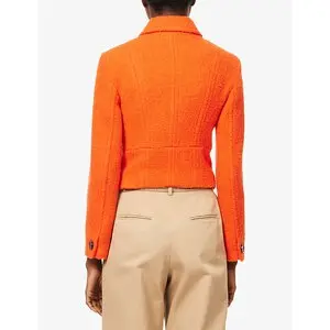 ME+EM Bouclé Wool-blend Cropped Jacket - Vivid Orange