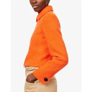 ME+EM Bouclé Wool-blend Cropped Jacket - Vivid Orange