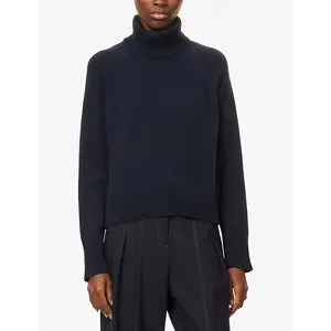 ME+EM Raglan Sleeve Cashmere Jumper With Detachable Snood - Navy