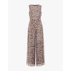 PHASE EIGHT Leaf-print Woven Jumpsuit - Latte