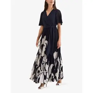 PHASE EIGHT Floral-print Woven Maxi Dress - Navy
