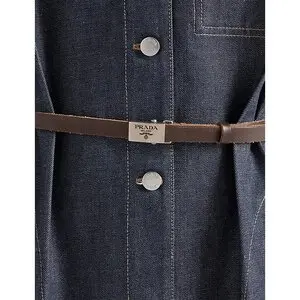 Prada Short-sleeve Belted Denim Mini Dress