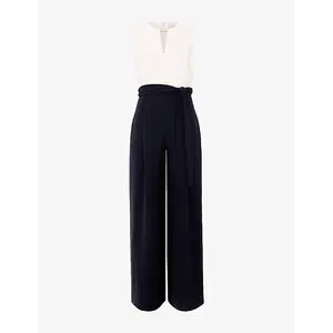 PHASE EIGHT Wide-leg Woven Jumpsuit - Navy/ivory