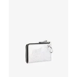 Marc Jacobs The Coated Glitter Everyday Woven Charm Wallet - Silver