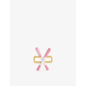 POUBEL Skis 14ct Gold-plated Sterling-silver And Enamel Charm - Gold Pink