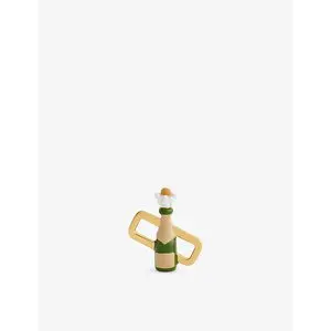 POUBEL Champagne Bottle Vermeil Charm - Gold Green