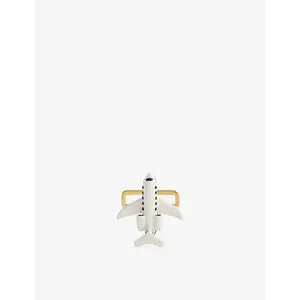 POUBEL Aeroplane Jet Sterling Silver Charm - Gold White