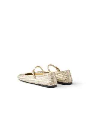 Prada Leather Ballerinas - Gold/silver