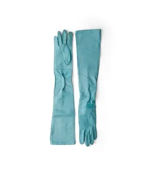 Prada Long Leather Gloves Green