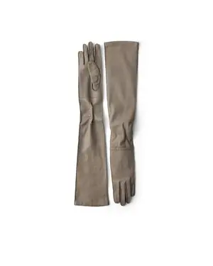 Prada Long Leather Gloves - Grey