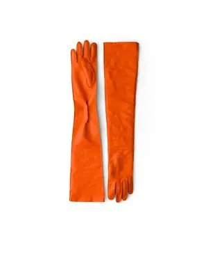 Prada Long Leather Gloves - Orange