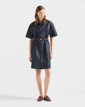 Prada Belted Denim Shirt Dress