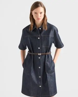 Prada Belted Denim Shirt Dress
