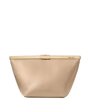 JIMMY CHOO Nappa Leather Clutch Bag - Chai/gold