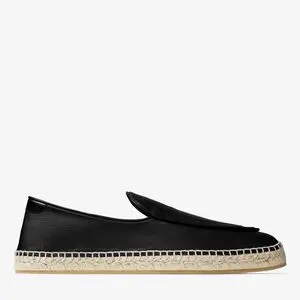 JIMMY CHOO Shenton Tumbled Leather Espadrilles - Black