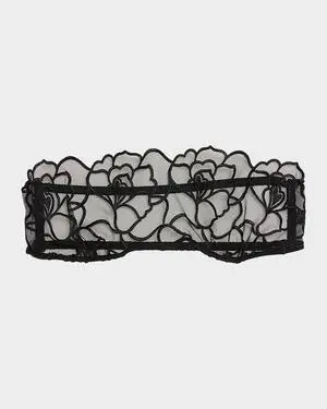 Kiki De Montparnasse Petite Chou Embroidered Stretch Tulle Bandeau - Black
