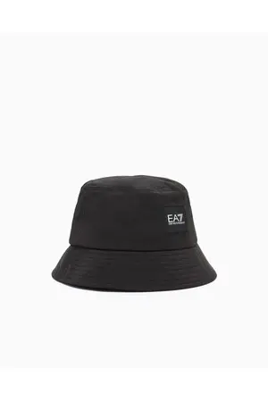 Emporio Armani Bucket Hat In Stretch Technical Fabric - Black
