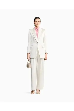 Giorgio Armani Silk Satin Single-breasted Jacket - White