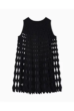 Emporio Armani Openwork-knit Dress With Diamond Pattern