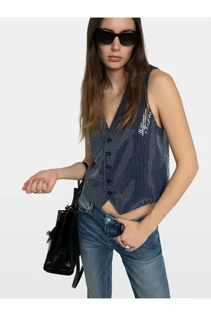 Zadig&Voltaire Emaux Sequin Vest - Blue / Navy