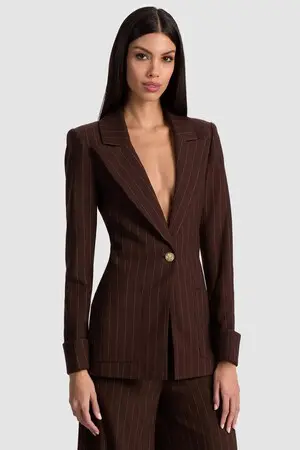 Alice + Olivia Burns Fitted Pinstripe Blazer