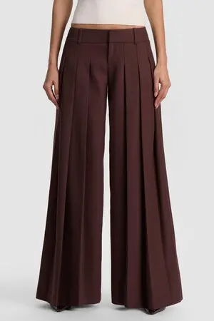Alice + Olivia Simon Pleated Trouser - Brown / Pink / Yellow