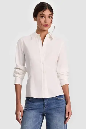 Alice + Olivia Amelia Lace Up Back Button Down