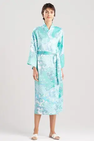 Natori Flourish Printed Satin Robe - Floral