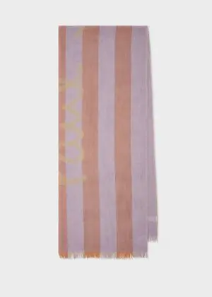 Paul Smith Lilac Stripe Cotton Logo Scarf