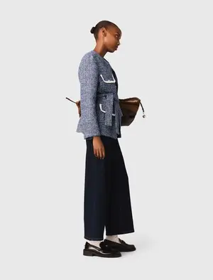 Maje Cotton Tweed Jacket - Blue