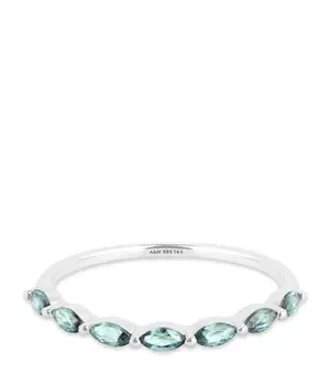 ASTRID & MIYU White Gold And Alexandrite Marquise Ring - Silver