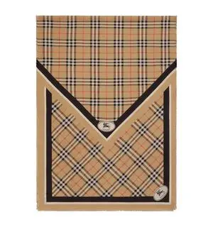 Burberry Silk Check Fringed Scarf - Beige