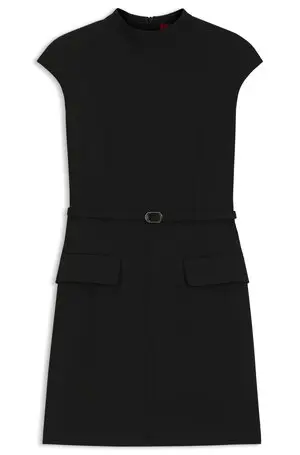 Hugo Belted Dress With Shoulder Padding